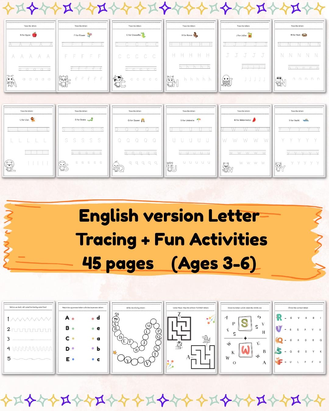 Alphabet Tracing Workbook Printable. ABC Practice for Kids Ages 3-6 ...