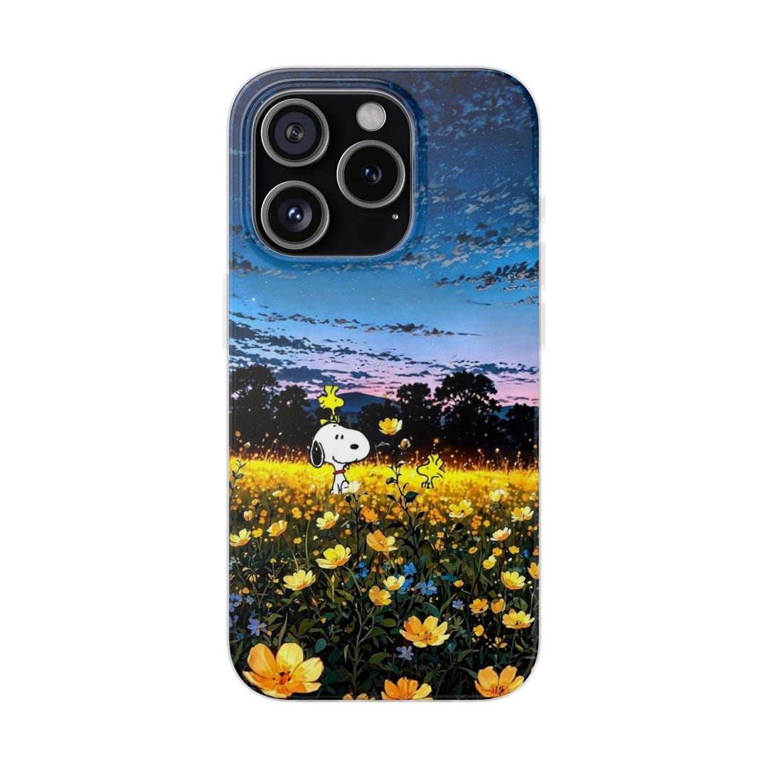 Snoopy in Flower Field Phone Case | Crescent Moon Night Sky iPhone Case ...