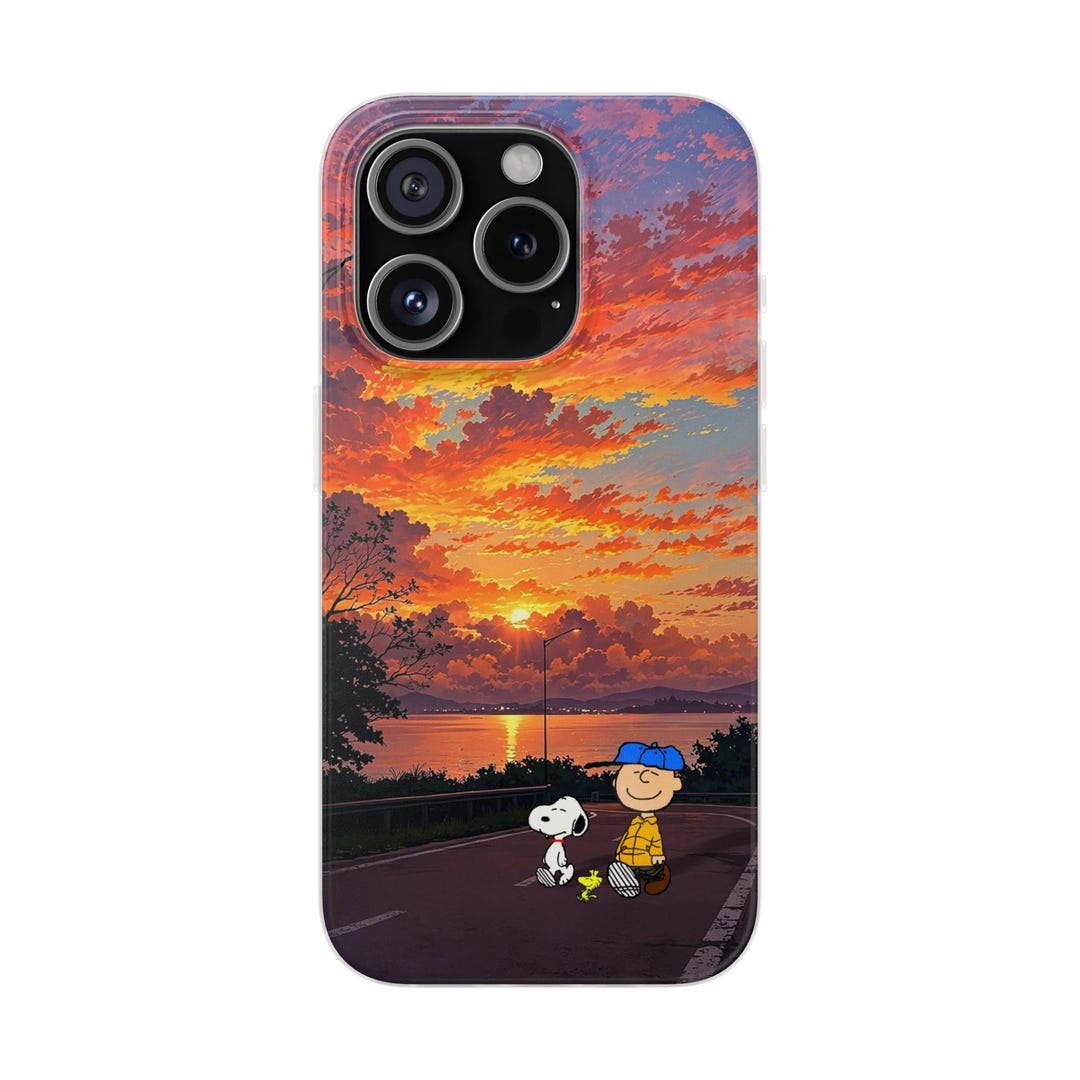 Sunset Walk Snoopy and Woodstock Phone Case | Flexi Case - Etsy