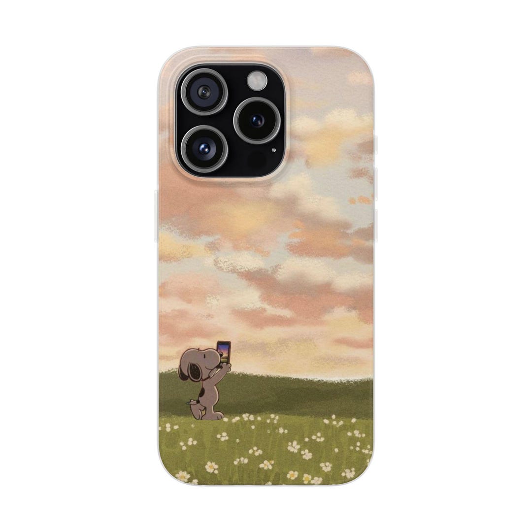Snoopy Sunset Phone Case | Pastel Clouds, Flower Field Flexi Cover - Etsy