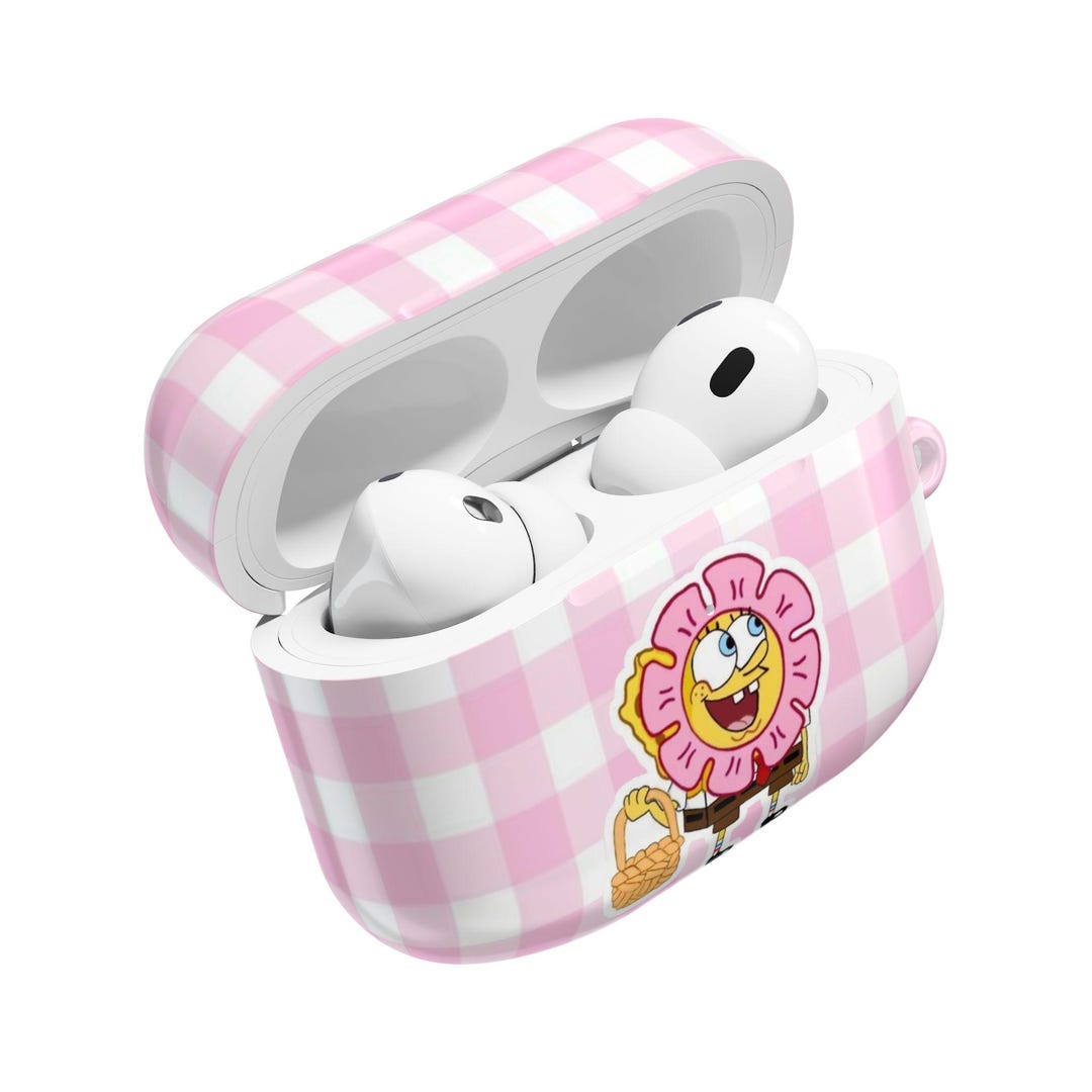 Pink Gingham AirPod Case: Kawaii Cartoon Donut Character - Etsy