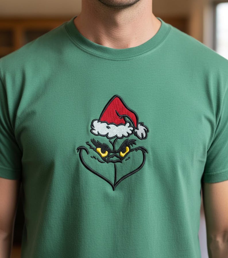 Grinch Face Embroidery File in 5 Sizes (DST,EXP,PES) Grinchy Christmas ...