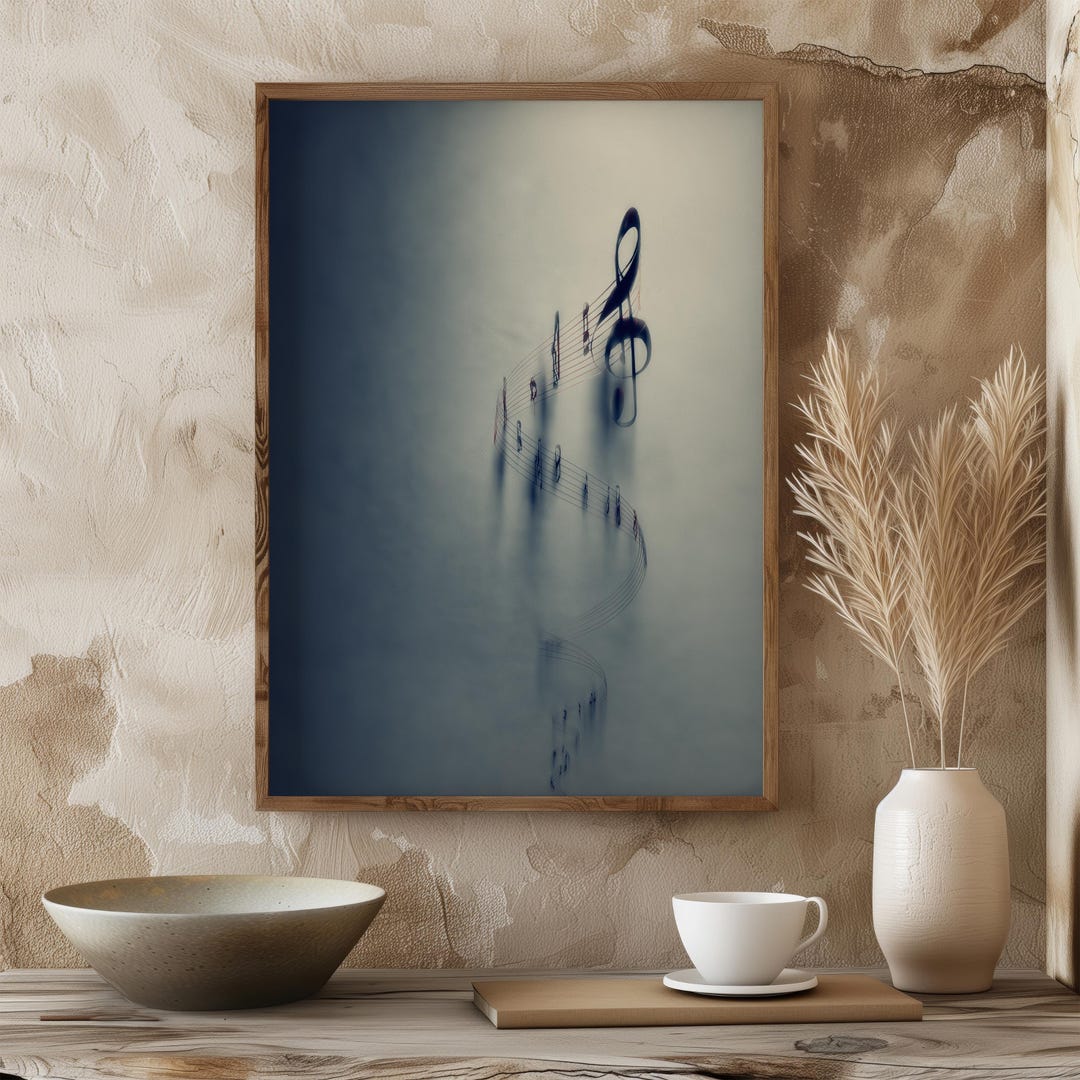 Abstract Music Wall Art | Minimalist Musical Notes Print | Treble Clef ...