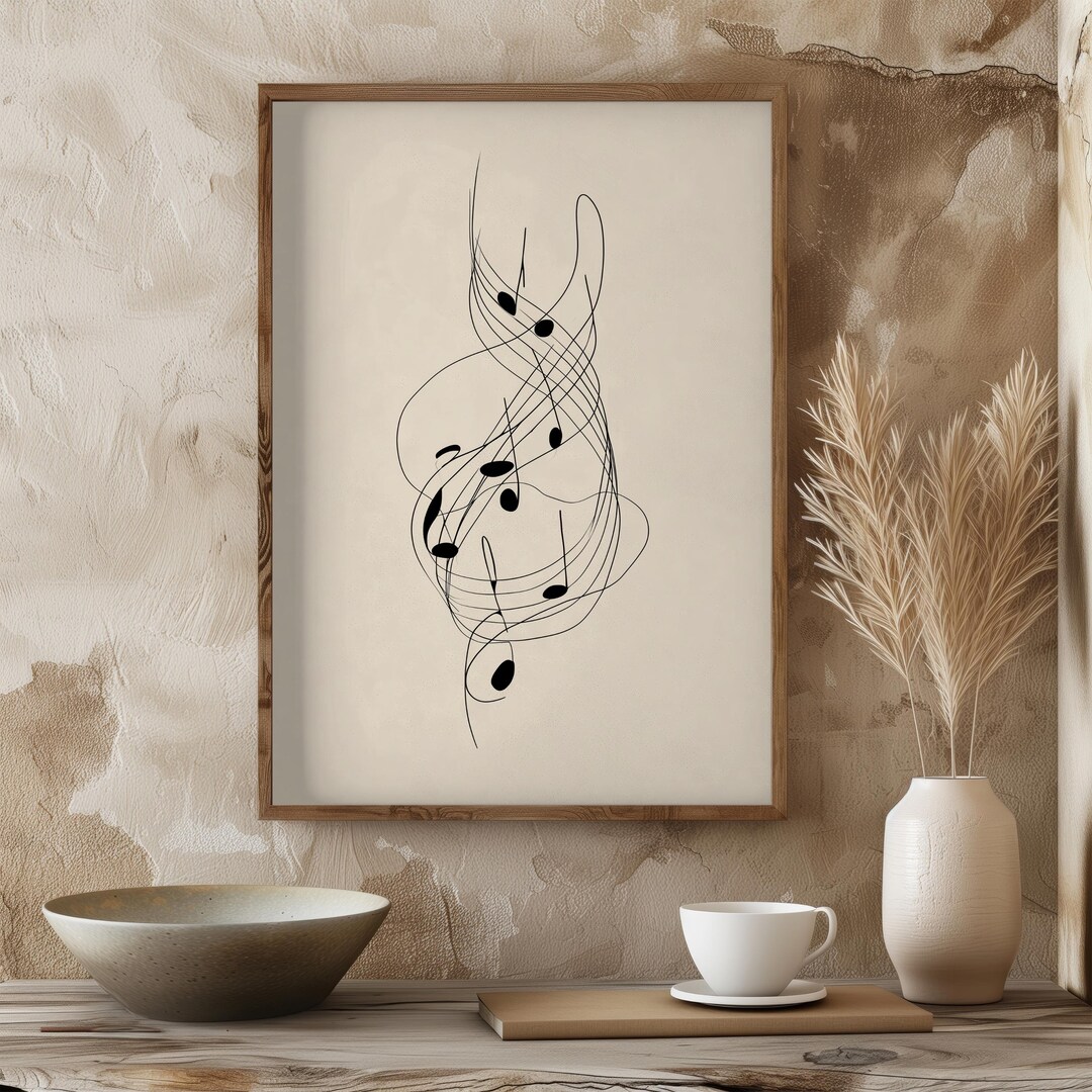 Minimalist Music Notes Line Art Print: Modern Home Studio Decor - Etsy ...