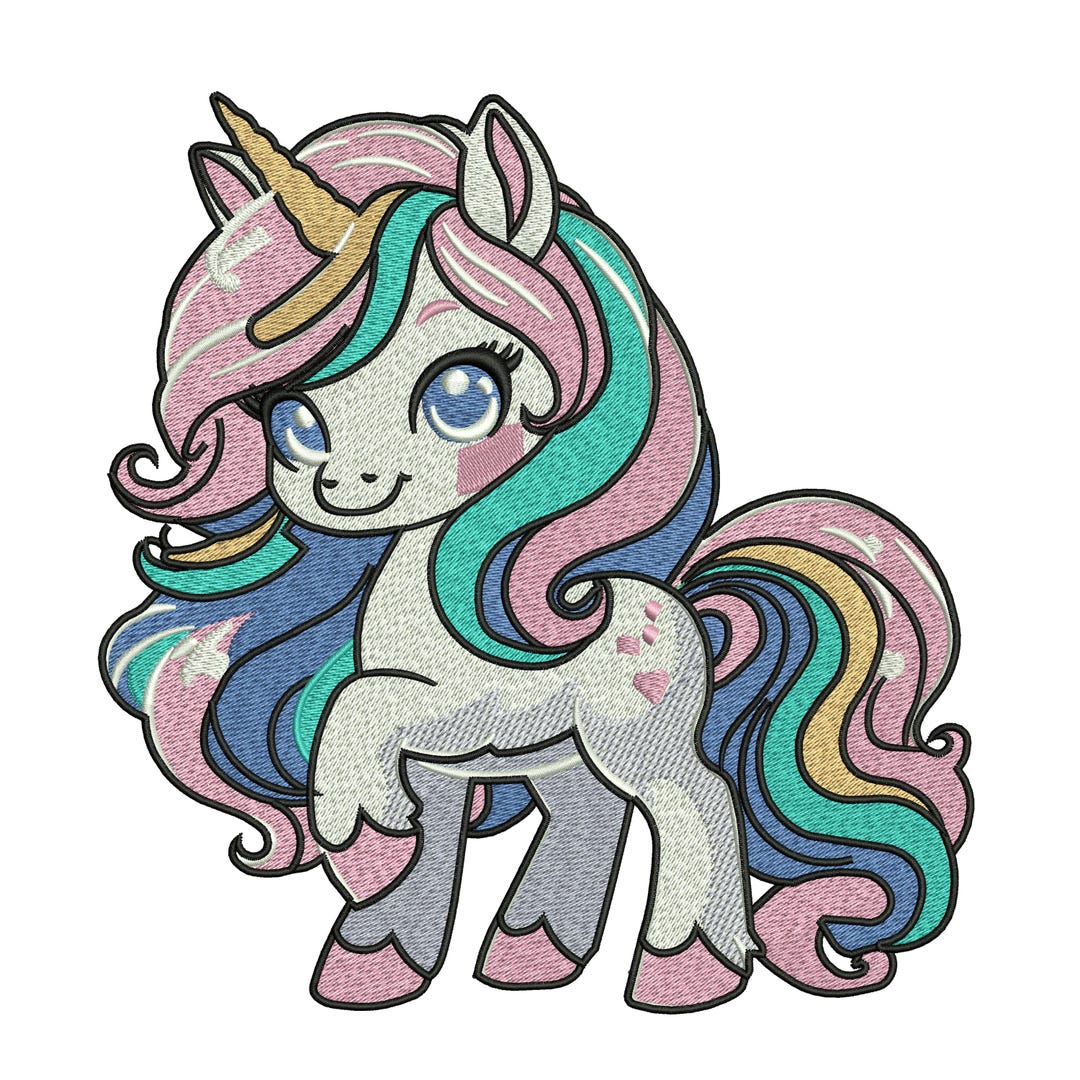 Rainbow Unicorn Embroidery Design – Cartoon Machine File (digital ...
