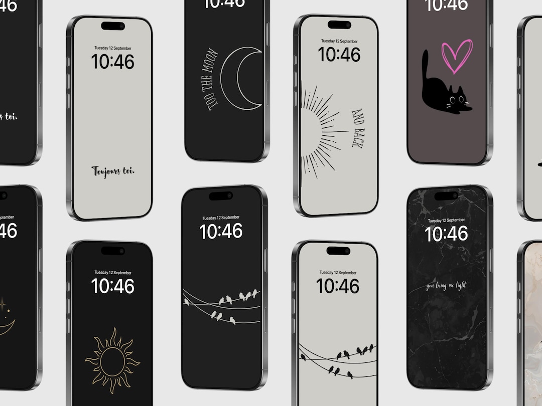 Matching Phone Wallpaper Set for Couples or Friends, Minimalist Neutral ...