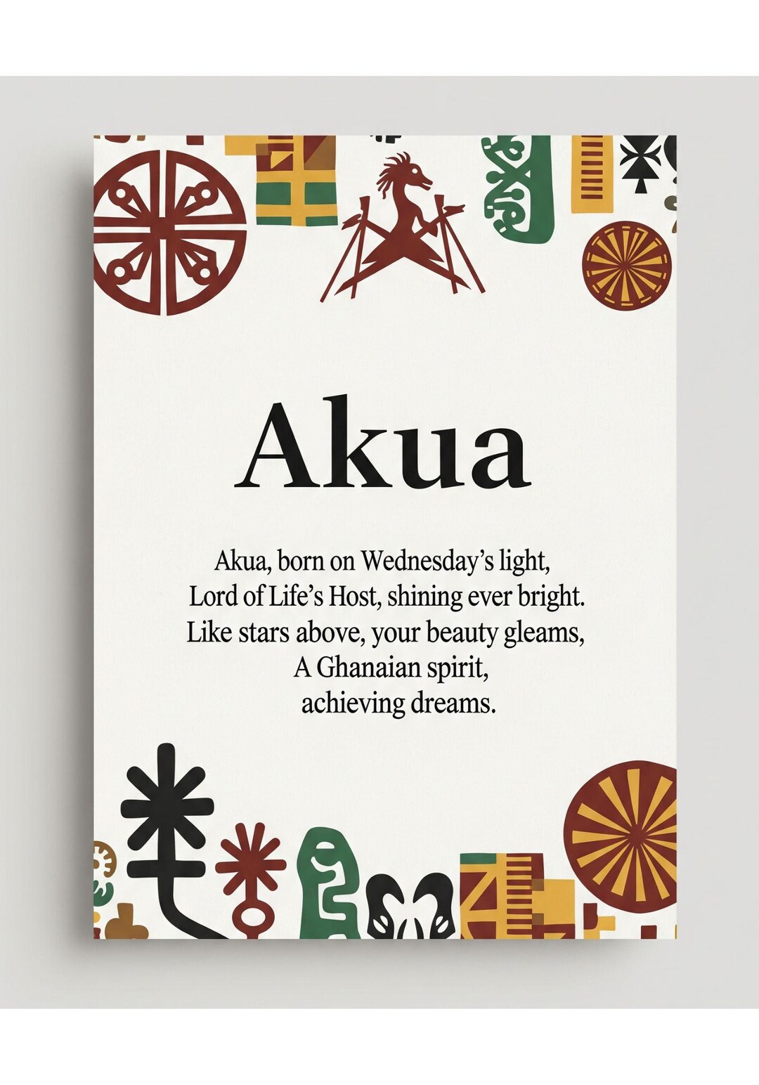 African Name Poem Print Akua, Personalised Name Poem Print, African ...