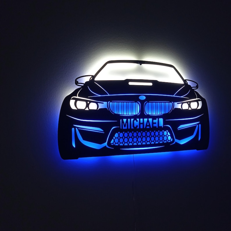 Custom BMW M4 LED Metal Wall Art : Illuminated Garage Decor - Etsy