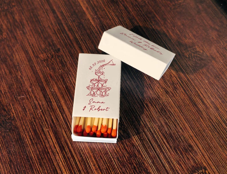 Custom Matchbox Champagne Tower, Wedding Matches Favors, Double-sided ...