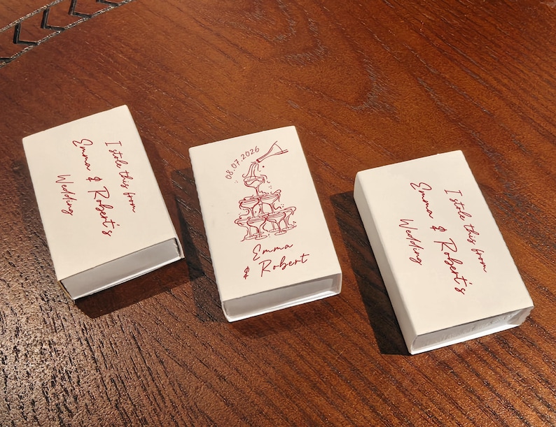 Custom Matchbox Champagne Tower, Wedding Matches Favors, Double-sided ...