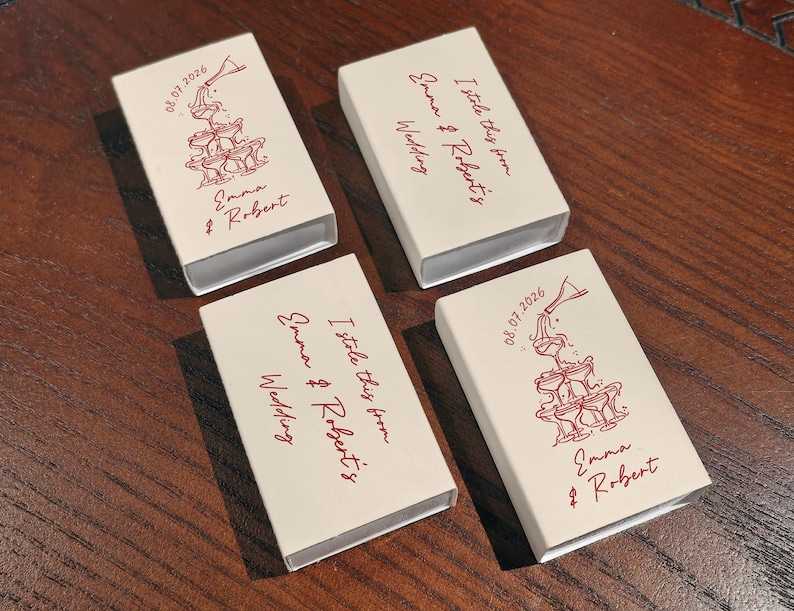 Custom Matchbox Champagne Tower, Wedding Matches Favors, Double-sided ...