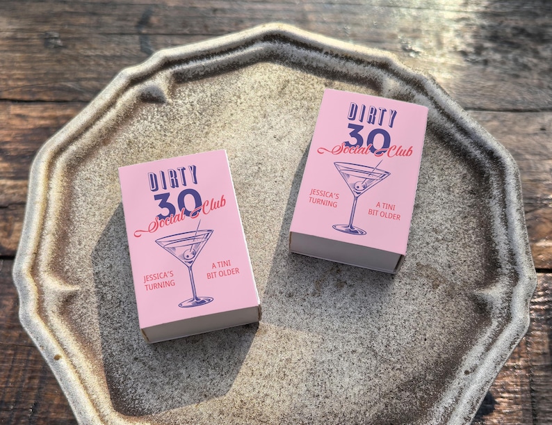 Dirty 30 Birthday Matchbox Favors Personalized Custom Name Age Match ...