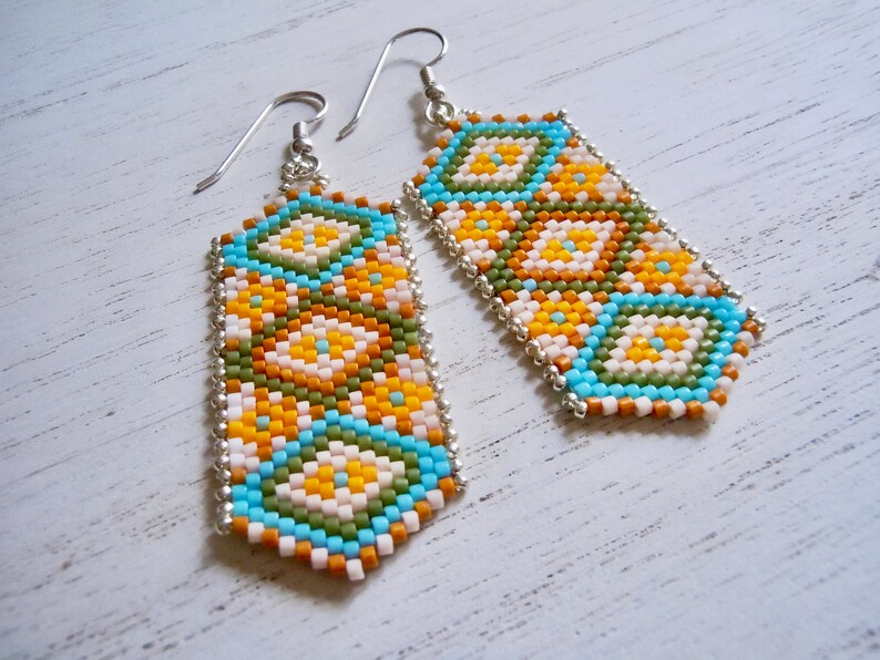 Brick Stitch Pattern Beaded Earring Tutorial Brick Earring - Etsy