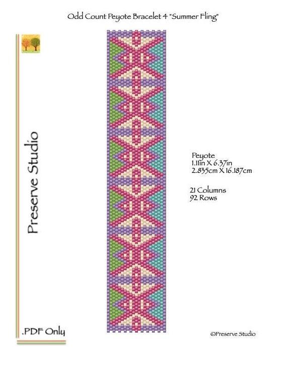 Olympia 2d Peyote Bracelet Pattern Odd Count Peyote Stitch Chart Using ...