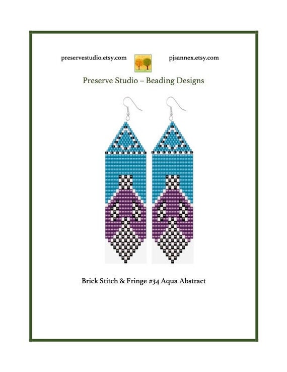Brick Stitch Pattern Fringe Earrings Brick Earring Pattern - Etsy