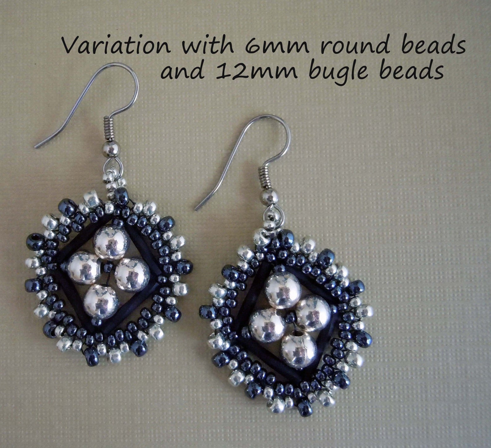 Beaded Earring Tutorial, Seed Bead Pattern, Bead Weaving Pattern, Bugle ...