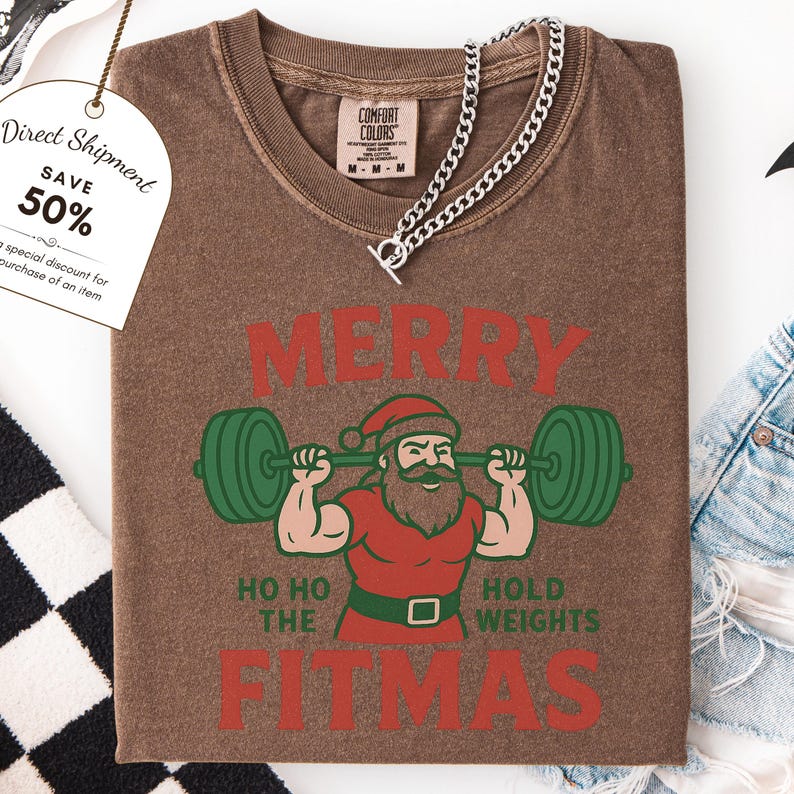 Merry Fitmas T-shirt | Funny Gym Christmas Tee | Fitness Holiday ...
