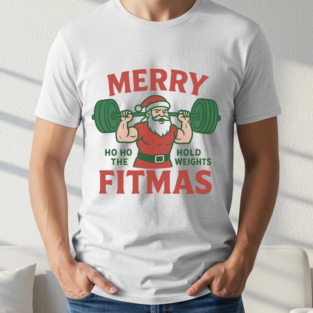 Merry Fitmas T-shirt | Funny Gym Christmas Tee | Fitness Holiday ...