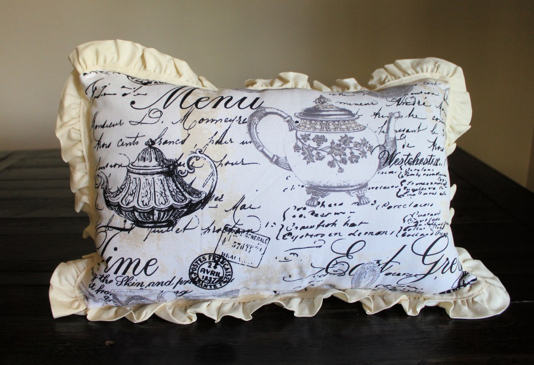 Silver Teapot Themed Fabric Pillow - Etsy