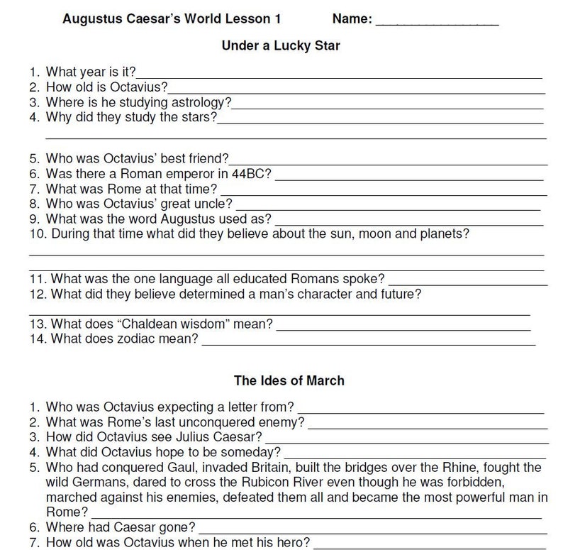 Augustus Caesar and His World Student Workbook and Answer Key - Etsy