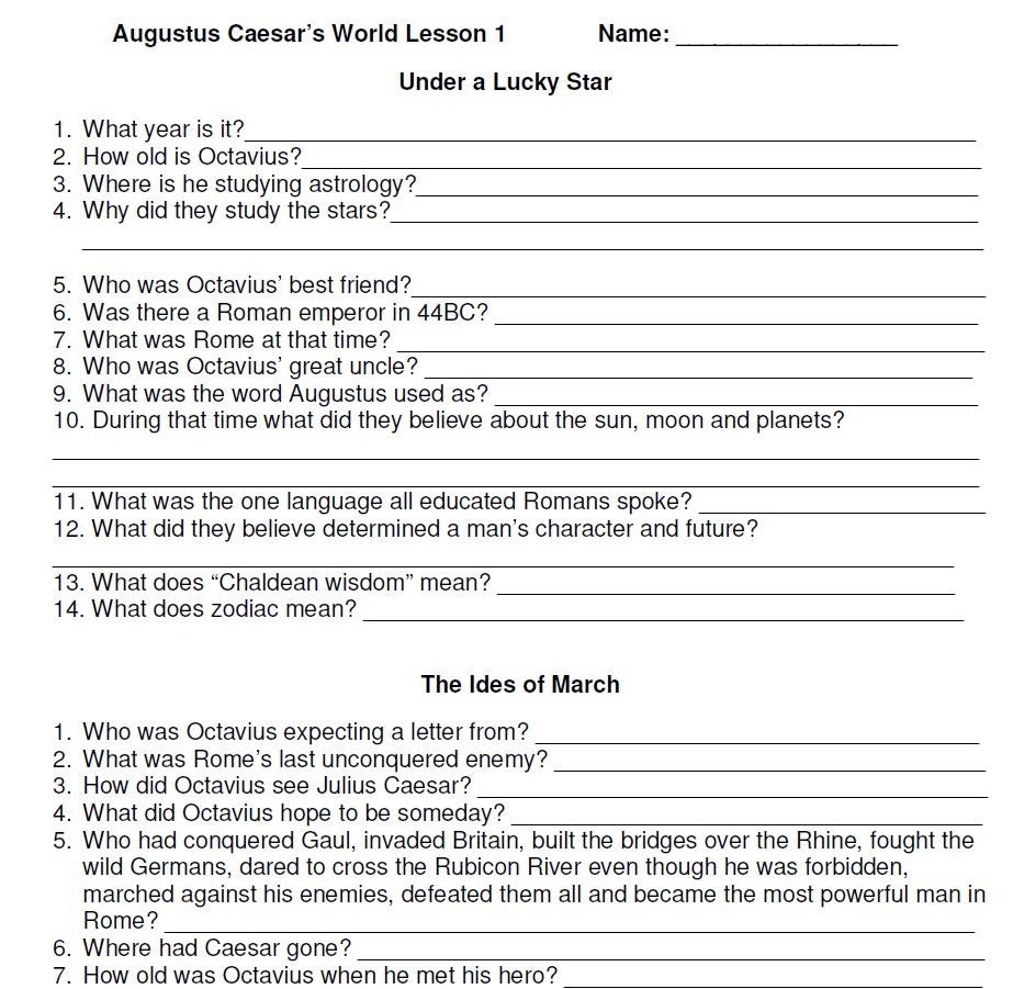 Augustus Caesar and His World Student Workbook and Answer Key - Etsy