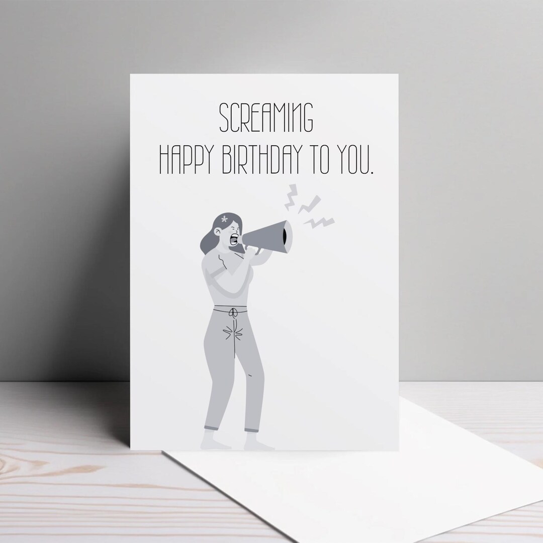 Funny Screaming Happy Birthday Card: Handmade A7 Greeting Card - Etsy UK