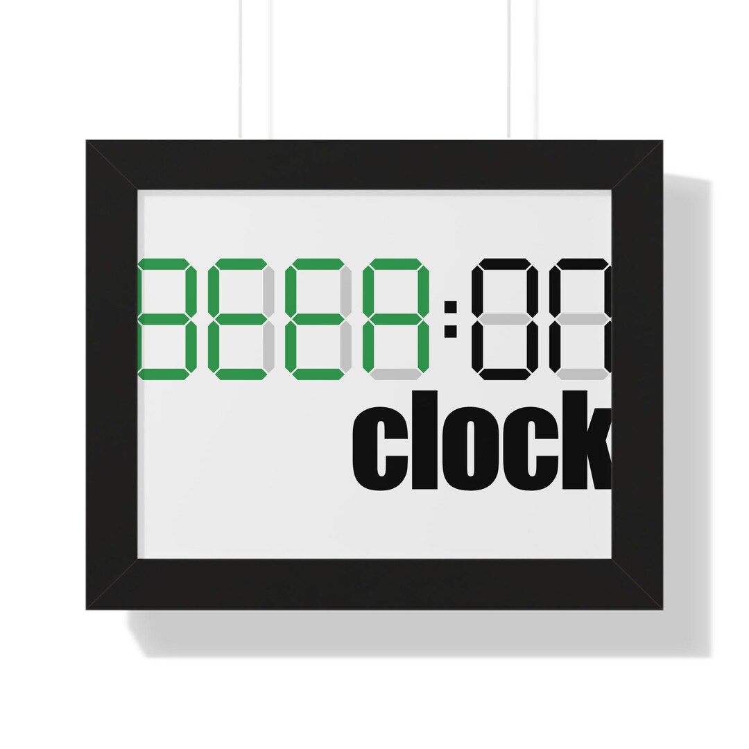 Framed Digital Clock Poster, Modern Wall Art, Home Decor, Unique Gift ...