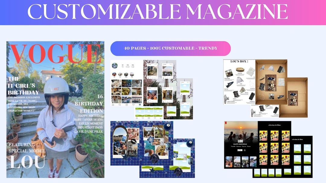 Personalized VOGUE Birthday Magazine Template | Editable Printable ...