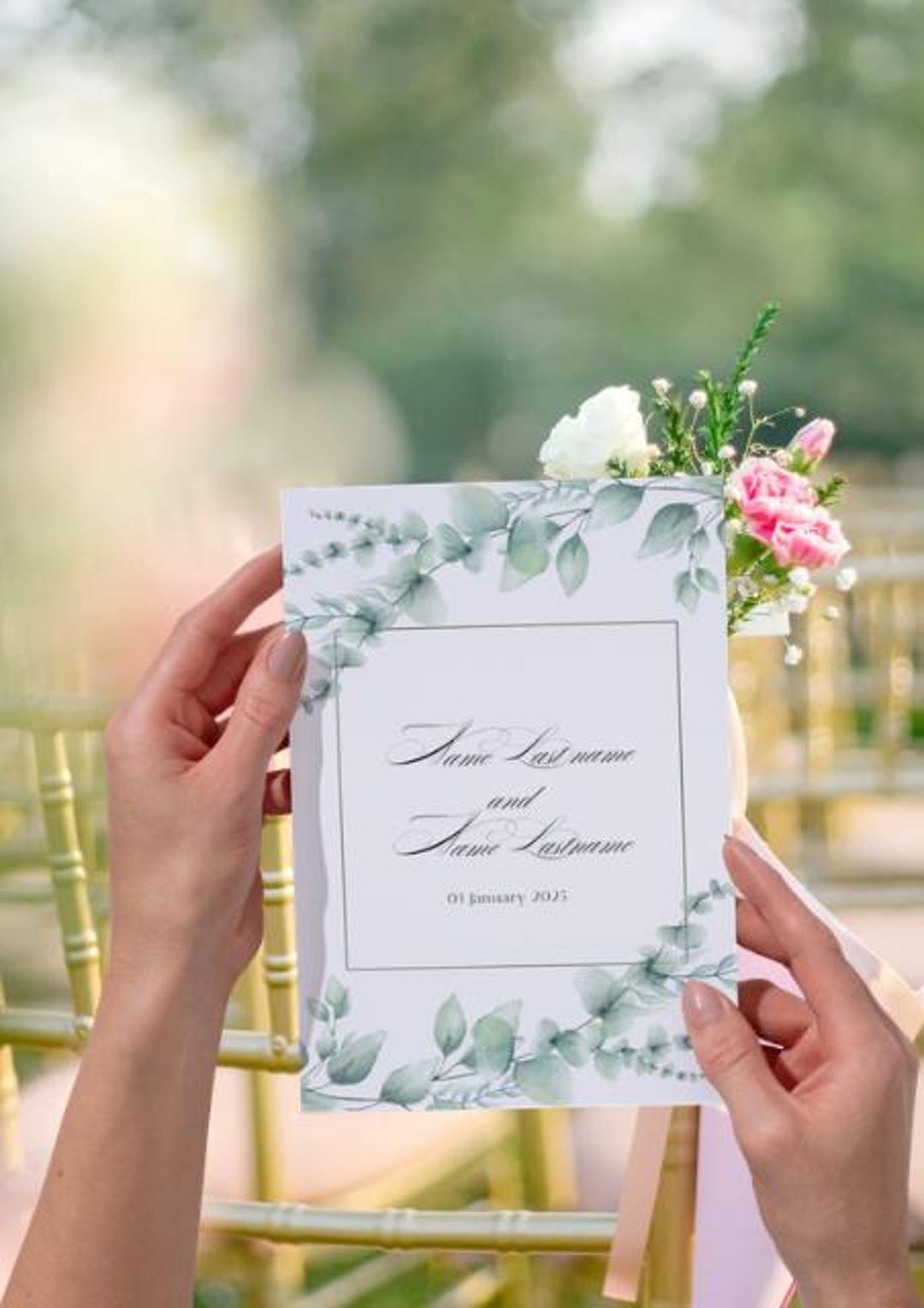 Elegant Green Floral Plant Wedding Invitation Card - Etsy