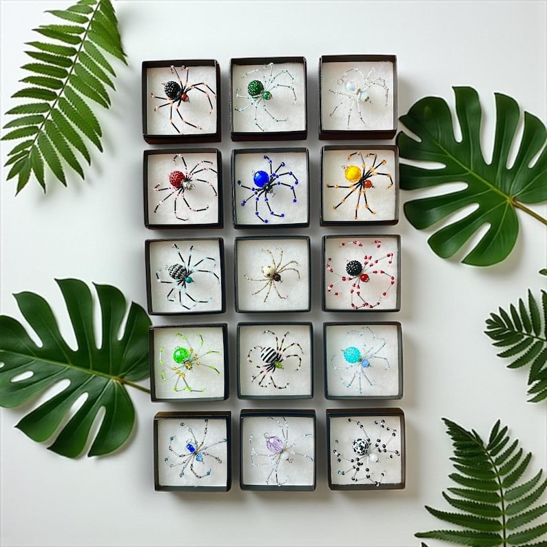 Handmade Iridescent White Bendable Beaded Spider Ornament / Suncatcher ...