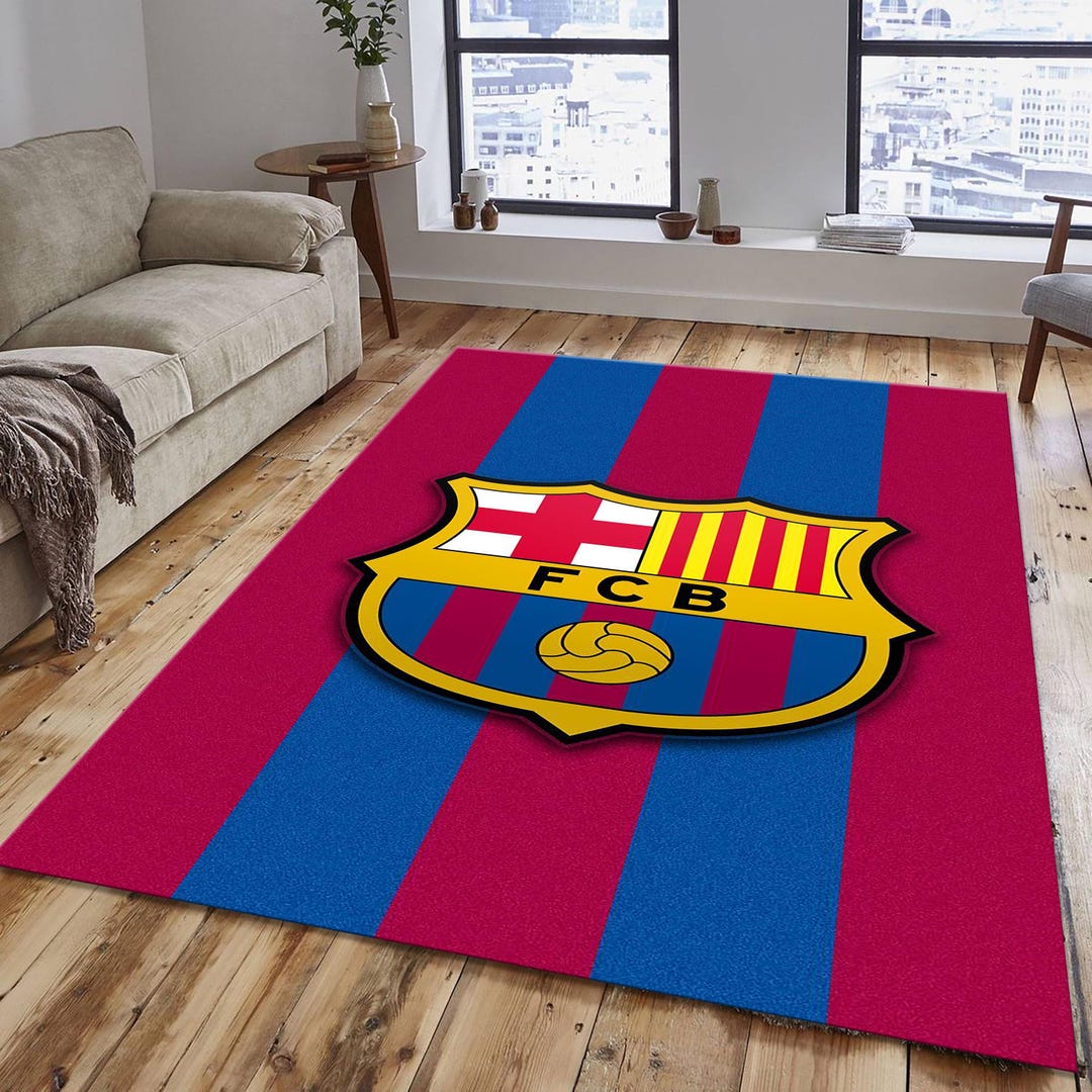 Barcelona Football Club Rug, Soft Velvet, Non-slip Cotton Base - Etsy