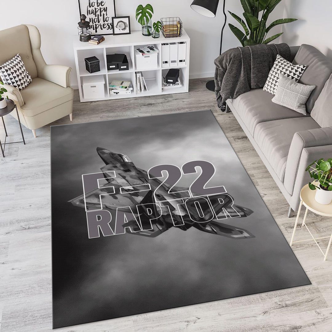 F-22 Raptor Jet Rug, Stealth Fighter Pilot Gift, Military Aircraft Home ...