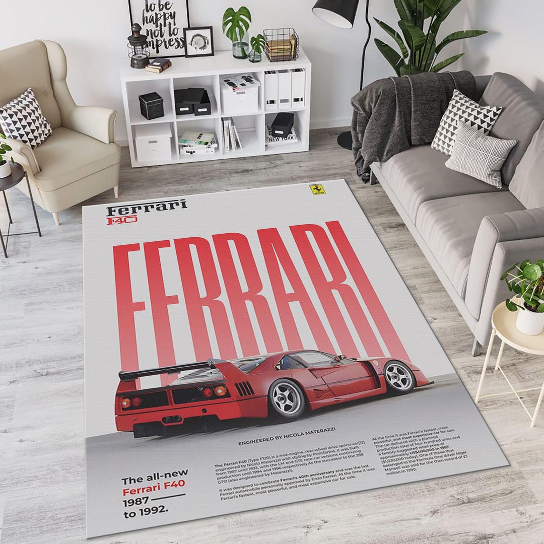 Formula 1 Ferrari Racing Car, Old Style Airy Area Rug, 3D Print, Car ...