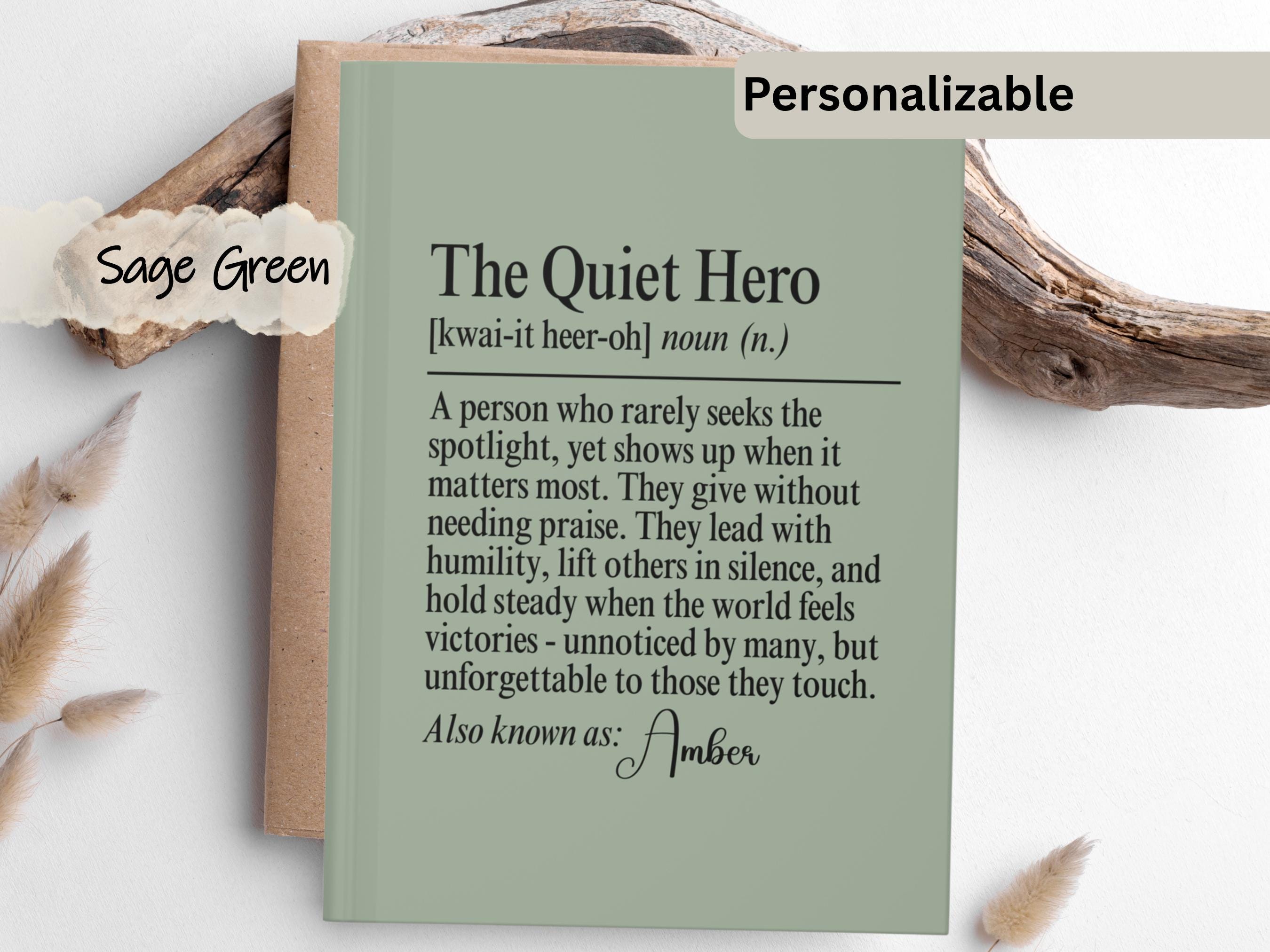 Quiet Hero Definition Minimalist Inspirational Notebook for Heroes ...