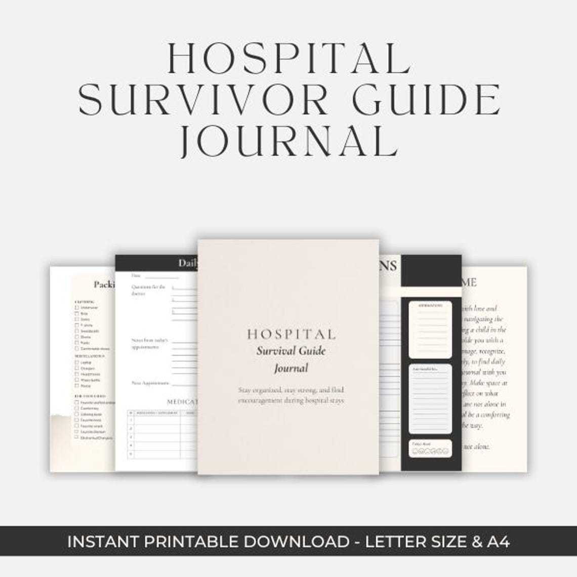 Hospital Stay Journal | Printable Patient Care Planner | Caregiver ...