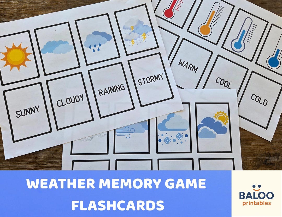 Weather Memory Game Flashcards Printable • Preschool & Kindergarten ...