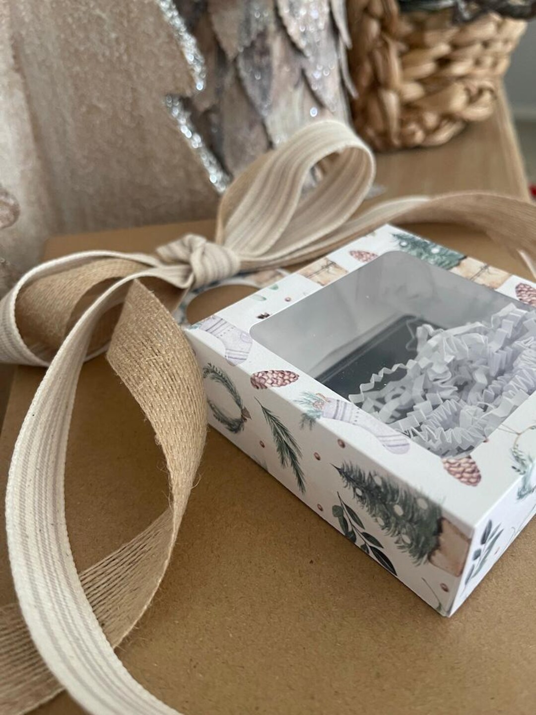 6 Hanging Gift Boxes for Wine Bottle or Ornament NATURE PRINT - Etsy