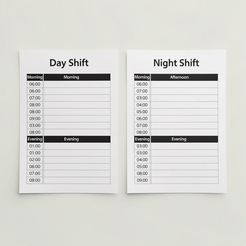 Nurse Shift Planner Printable | Hourly Day & Night Shift Sheet ...