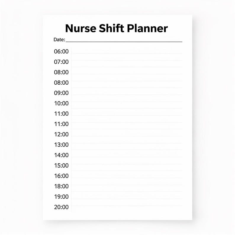Nurse Shift Planner Printable | Hourly Day & Night Shift Sheet ...