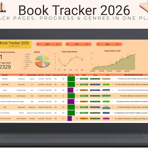 Reading Tracker 2026 Spreadsheet - Etsy