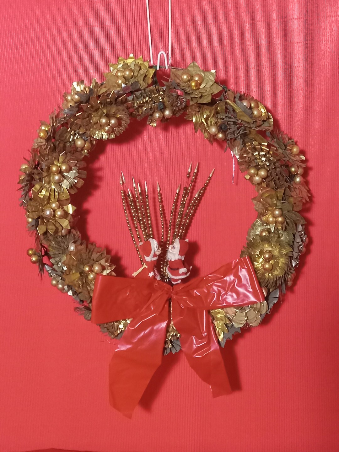 20" OOAK TIN WREATH - With 46 Tin Can Lid Flowers Made by My Mother in ...