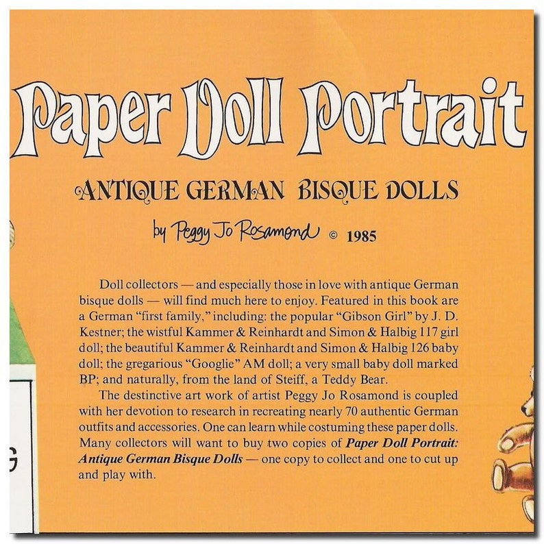 1985 Paper Doll Potrait Antique German Bisque Dolls - Etsy