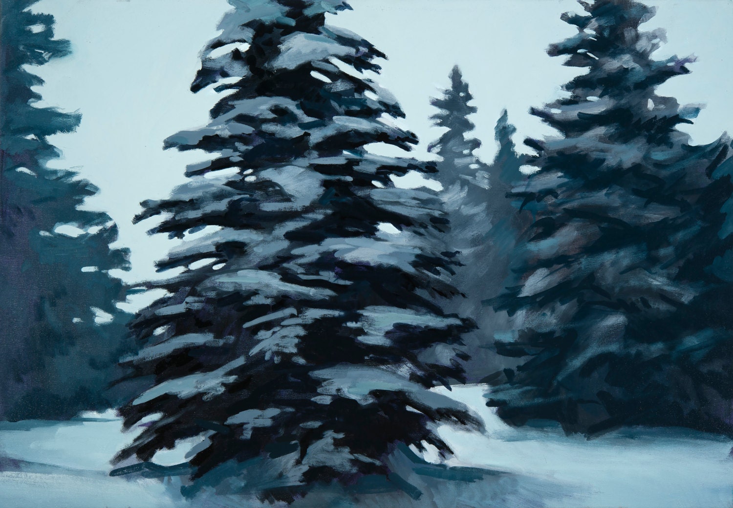 Oil Painting Evergreen Trees