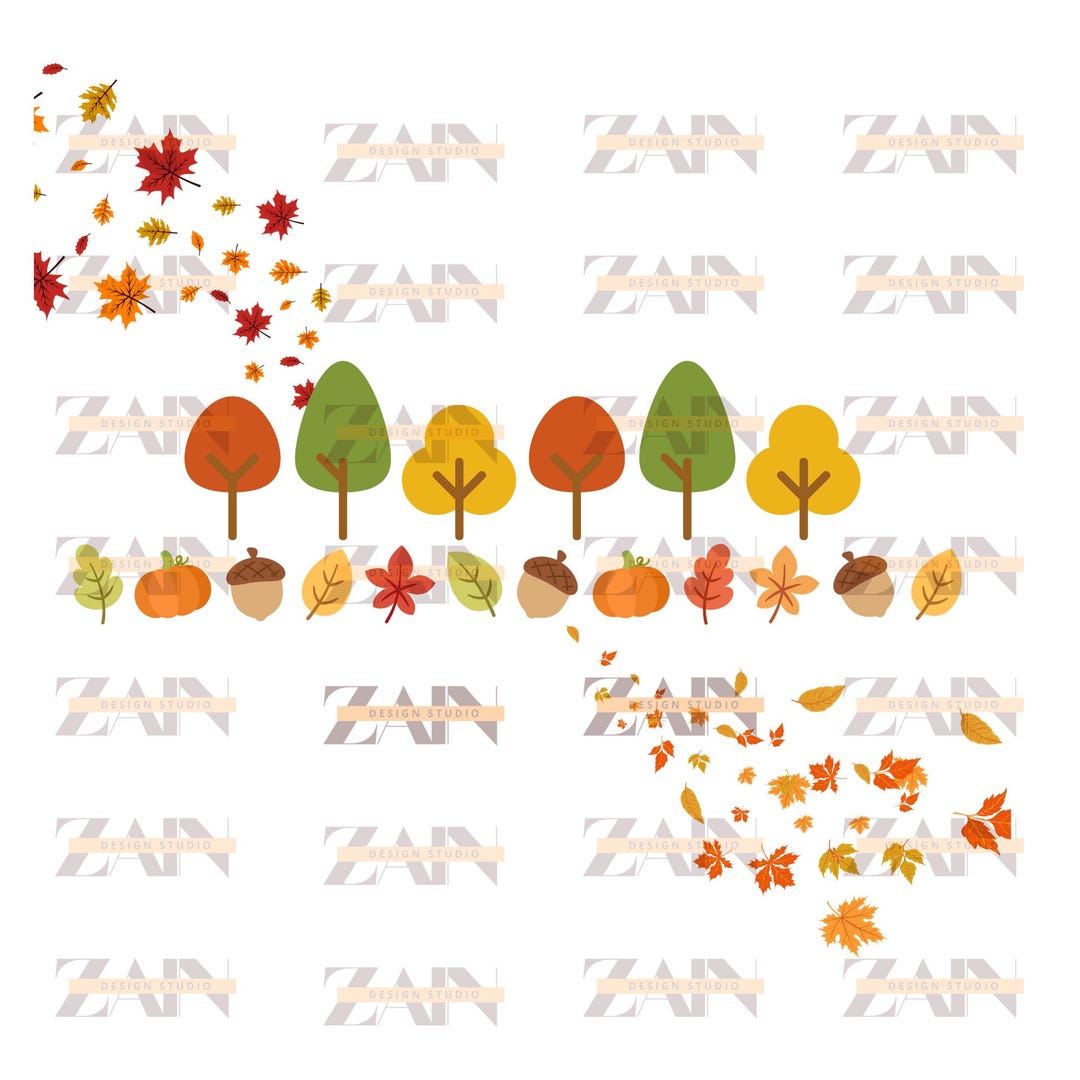 Fall Tree PNG: Simple Fall Leaf Acorn Design | Autumn Clipart |digital ...