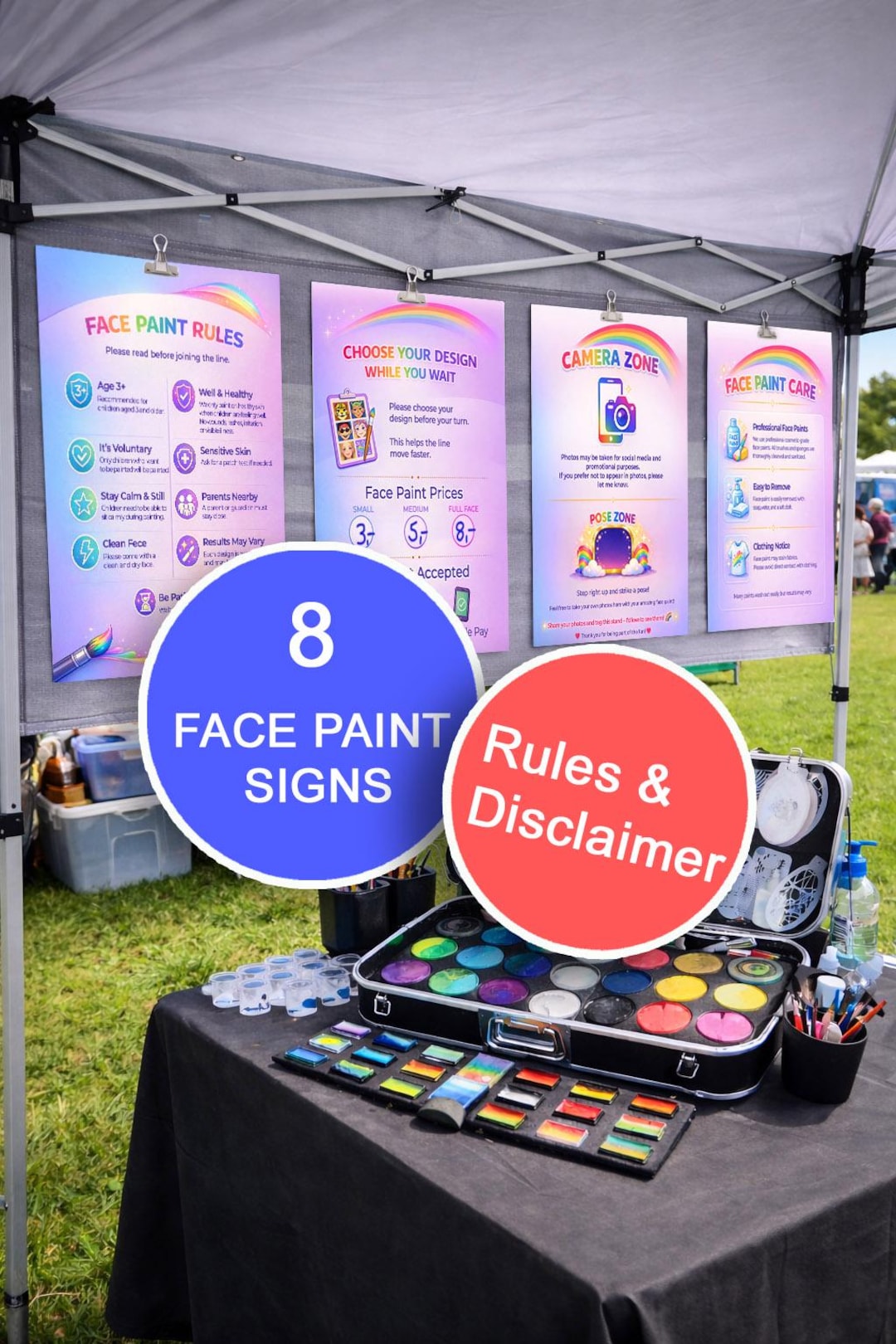 Face Paint Sign Bundle | 8 Printable Signs for Face Painting Stand ...