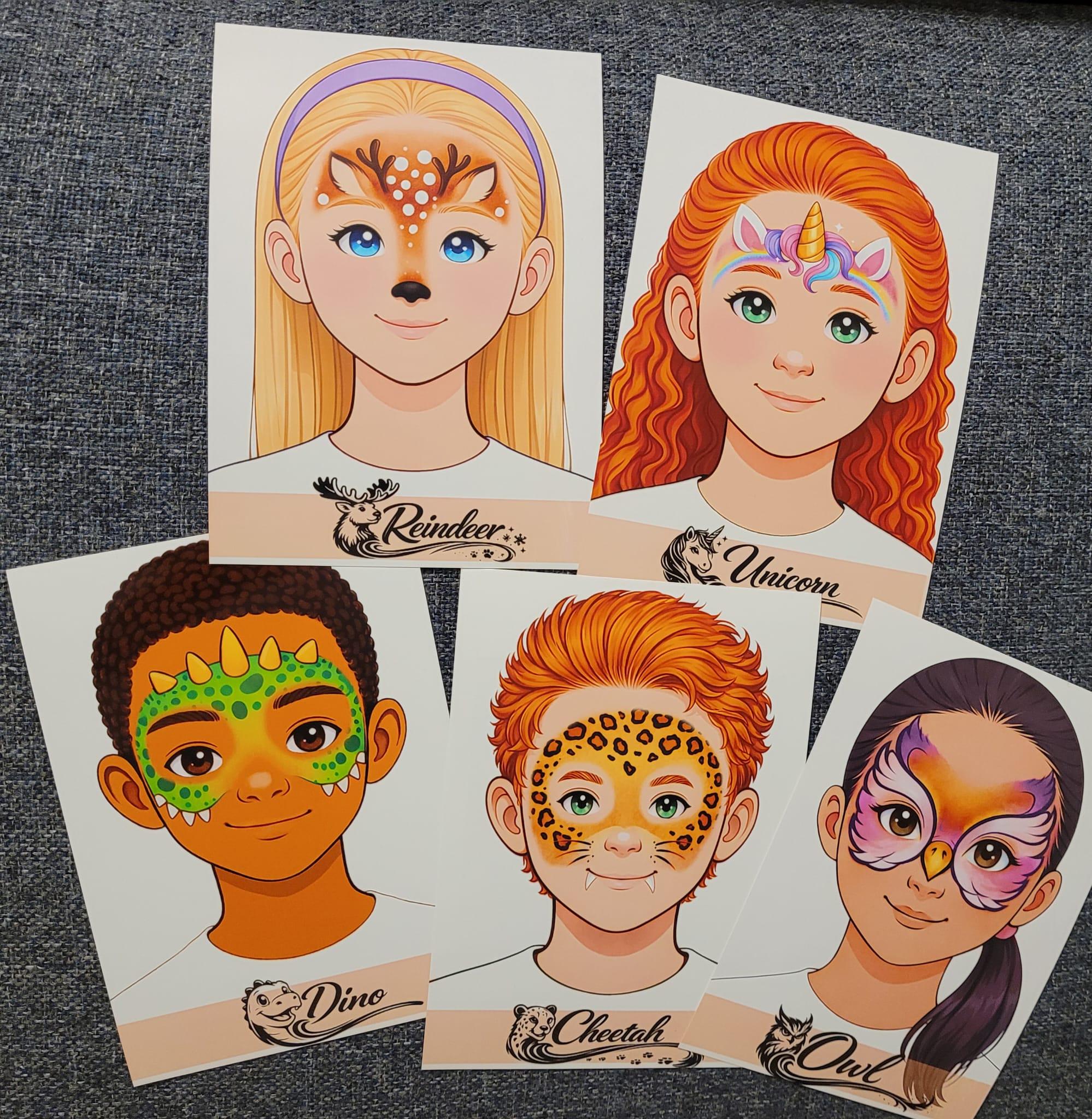 16 Simple Face Paint MENU - Face Paint Animals Designs - MENU BOARDS ...