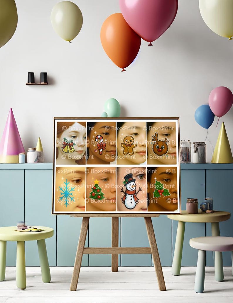 Easy CHRISTMAS Face Paint Templates | 8 Step-by-step Face Painting ...