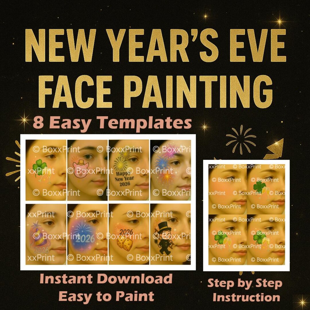 New Year's Eve Face Paint Templates | 8 Step-by-step Face Painting ...