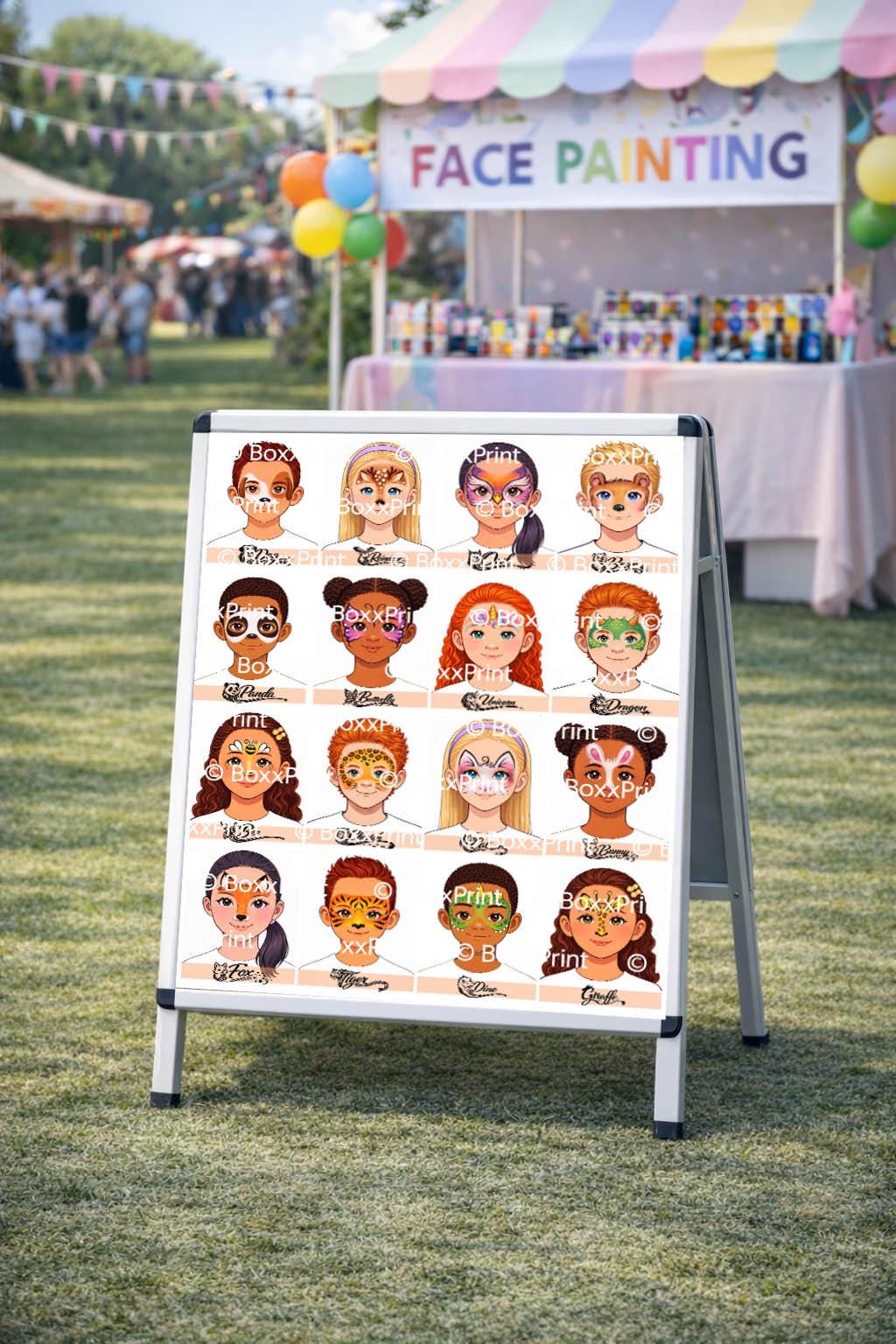 16 Simple Face Paint MENU - Face Paint Animals Designs - MENU BOARDS ...