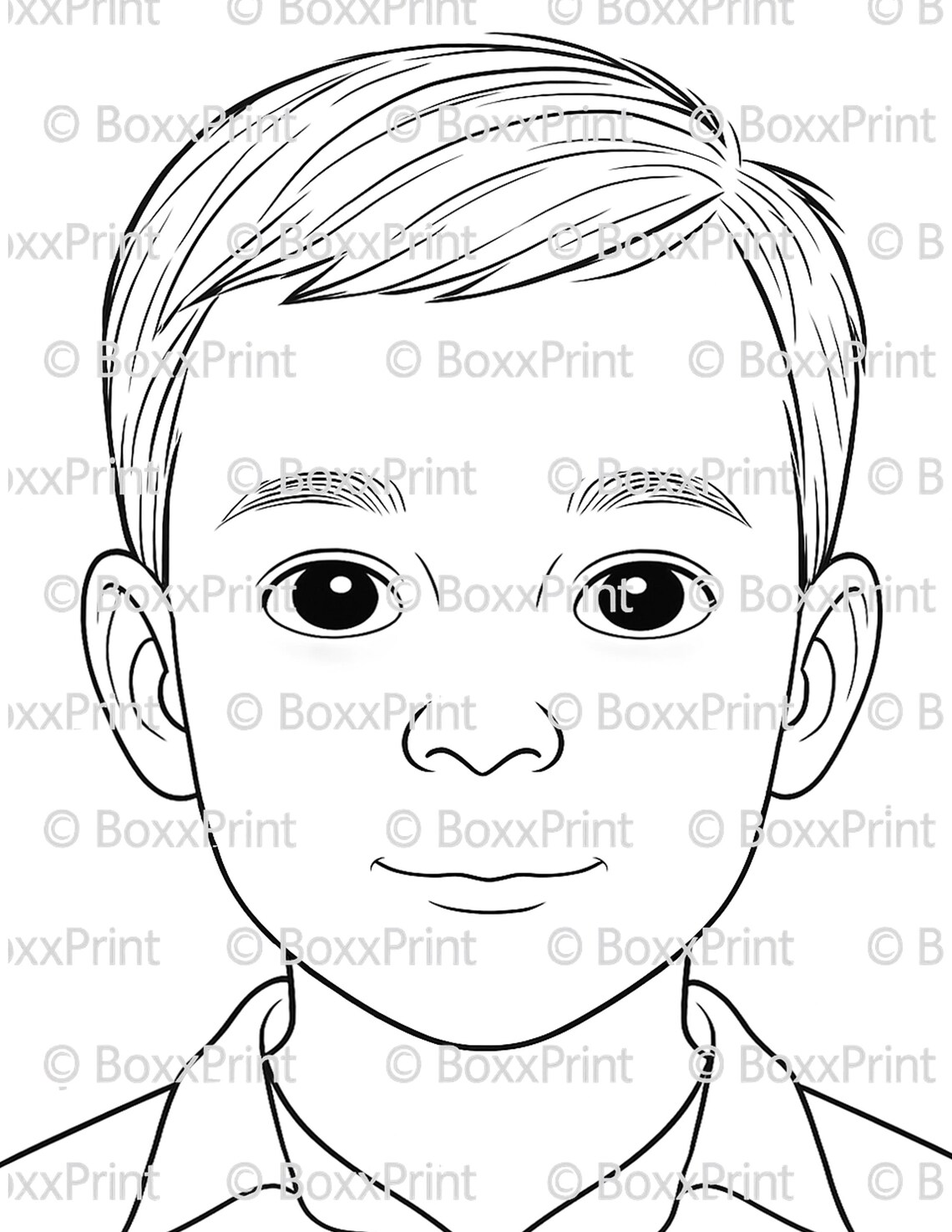 Boy No. 1 – Face Paint Practice Sheet – 3 Views (front, 3/4, Profile ...